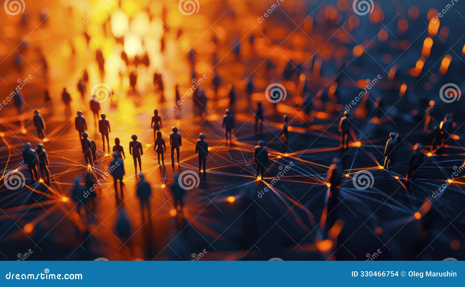 A Digital Network of Tiny People, Symbolizes Global Communication and ...