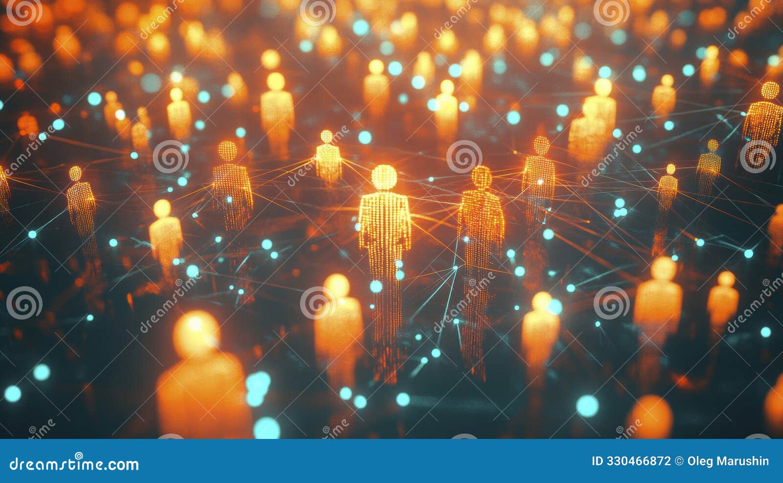 A Digital Network of Tiny People, Symbolizes Global Communication and ...