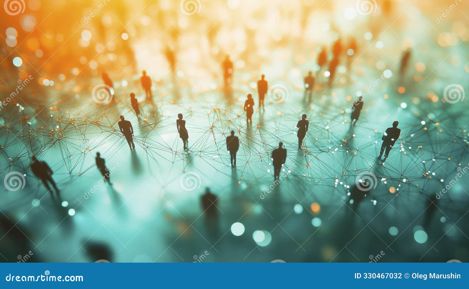 A Digital Network of Tiny People, Symbolizes Global Communication and ...