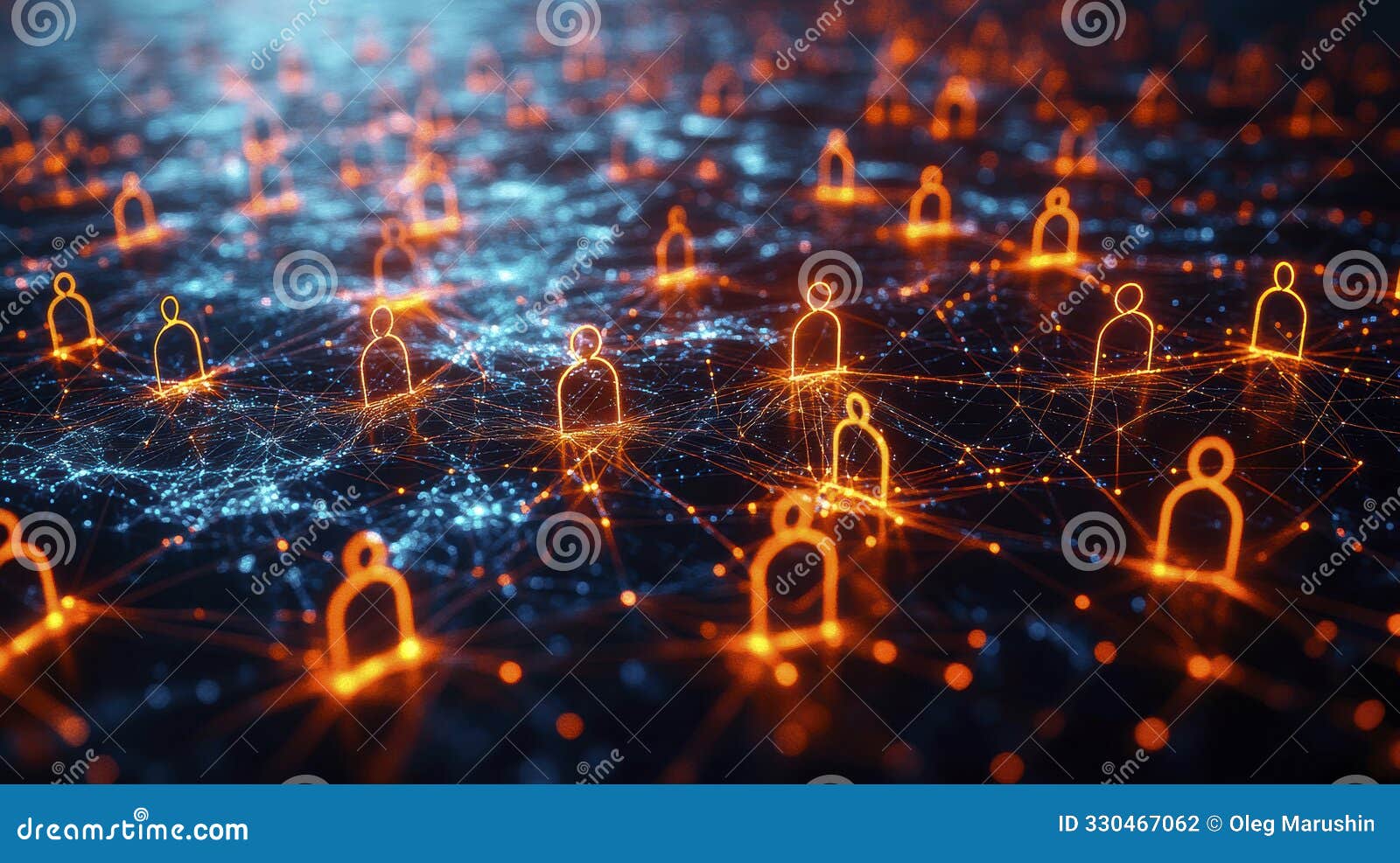 A Digital Network of Tiny People, Symbolizes Global Communication and ...