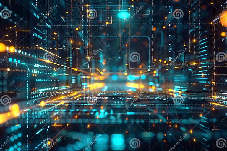 A Digital Network Visualization Showing Nodes and Links, with Data ...