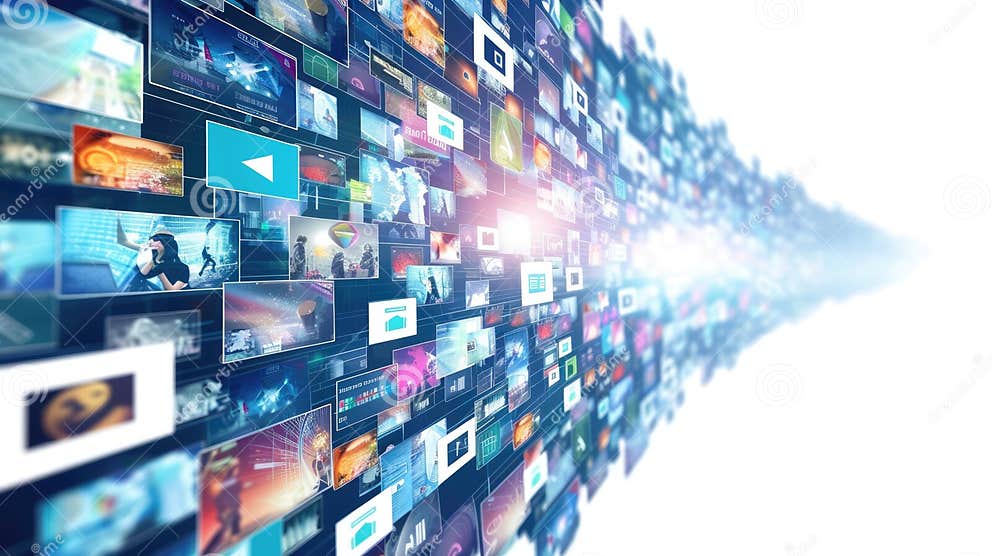 Digital Network Visualization Shows Networking Tech and Data Analysis ...