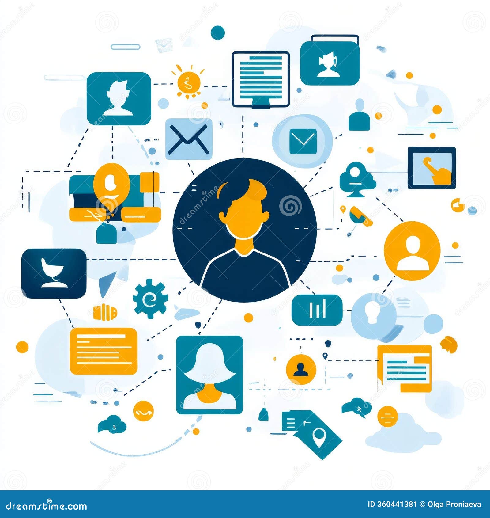 Digital Networking Concept with Connected Icons Surrounding Central ...