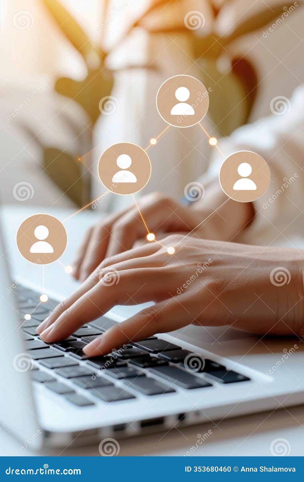 Digital Networking with Human Connections on Laptop for Business ...