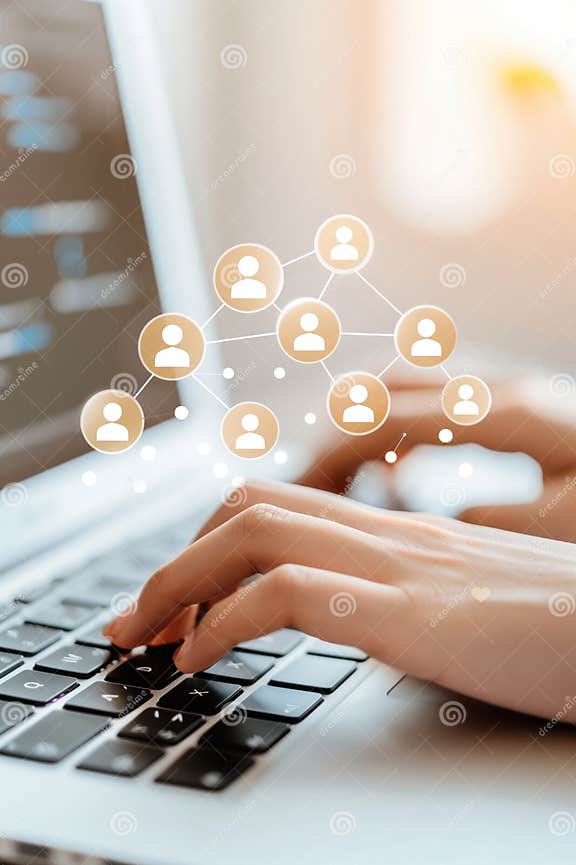 Digital Networking and Technology Concept with Icon Connections on ...