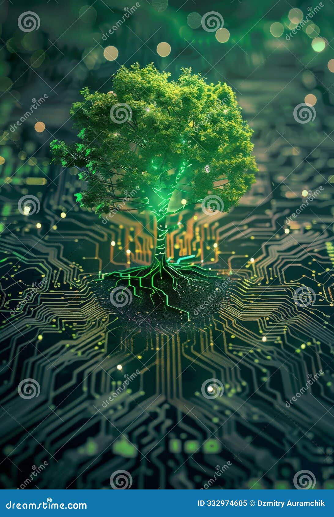 Digital Networks Intersect with Soil in the Form of a Tree Stock Image ...