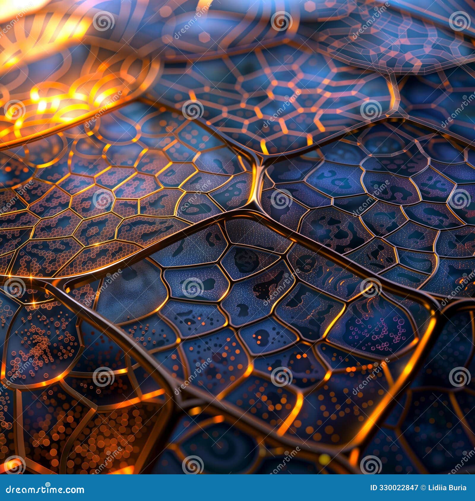 Abstract Digital Neural Network with Blue and Orange Pattern ...