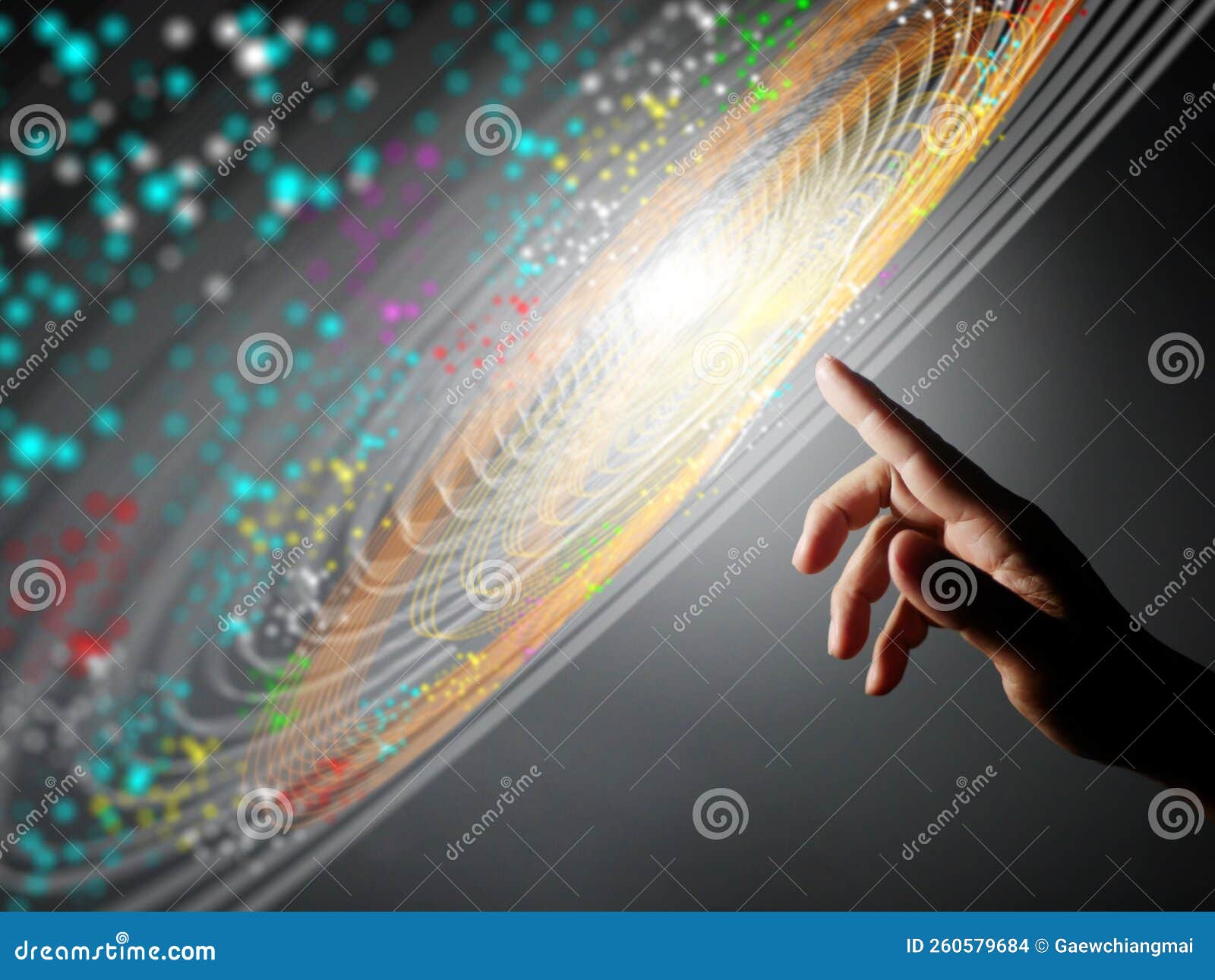 Digital Neural Network, Big Data Concept, Hand Finger Touching For An ...