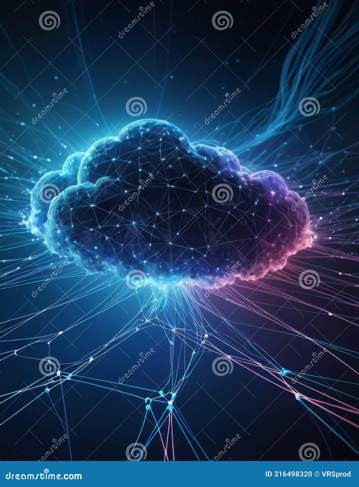 Digital Neural Network Cloud Stock Photo - Image of connectivity, tech ...
