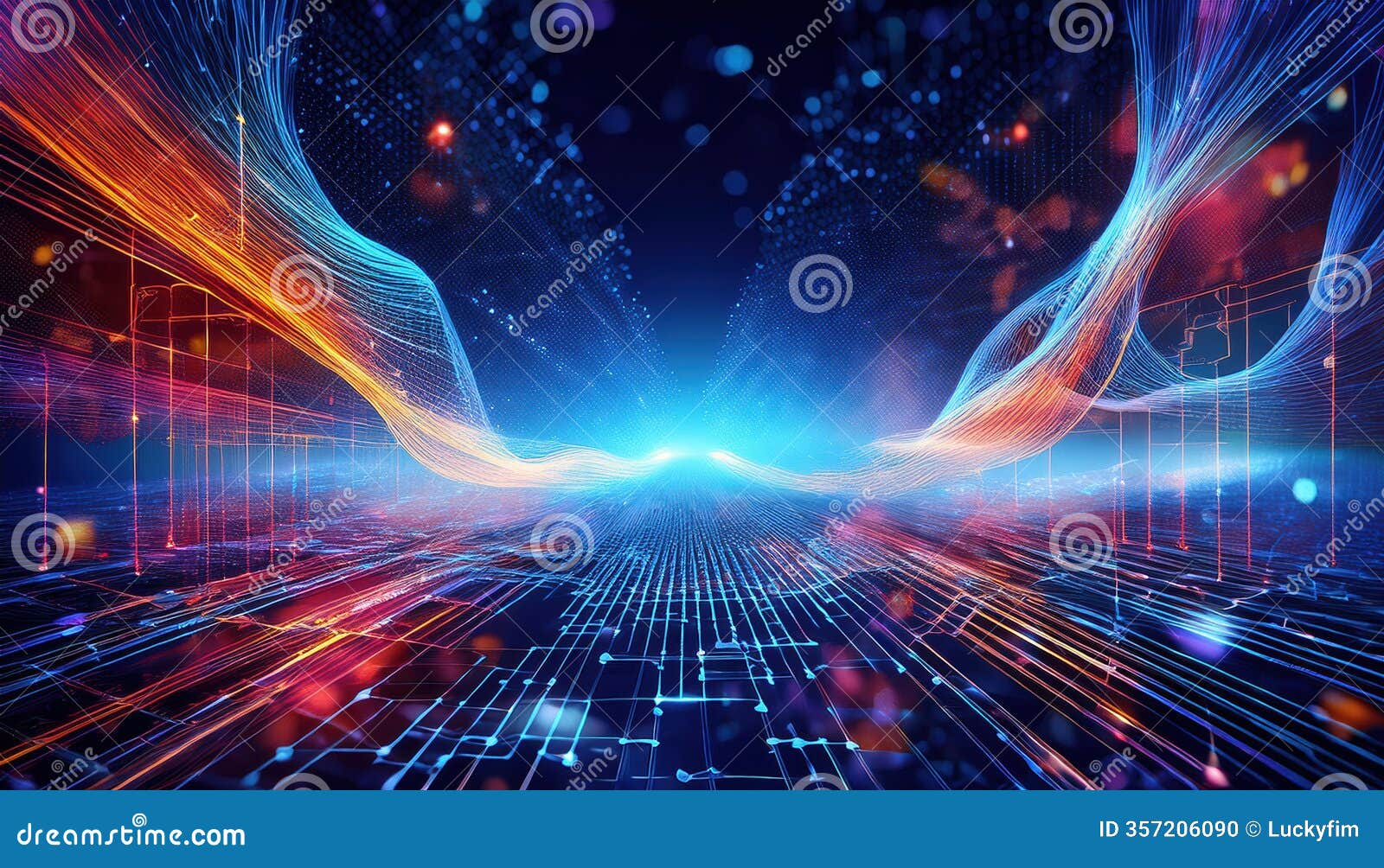 Digital Neural Network Illustration with Vibrant Colors and Data Flow ...