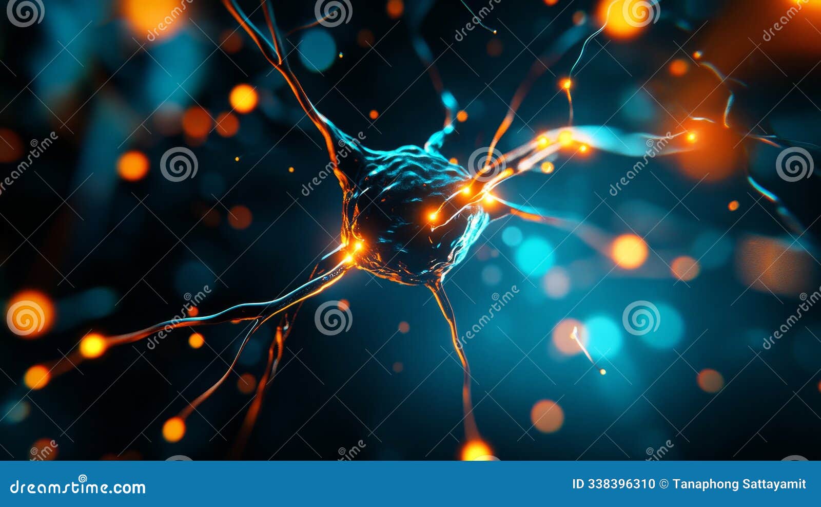 A Digital of a Neuron with Glowing Connections Symbolizing ...