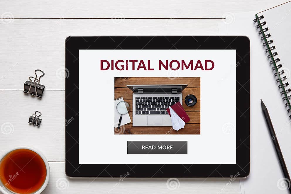 Digital Nomad Concept on Tablet Screen Stock Photo - Image of ...