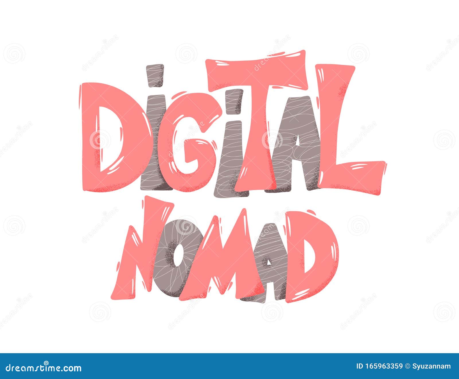Digital Nomad Text Emblem with Decor Vector Design Stock Vector ...