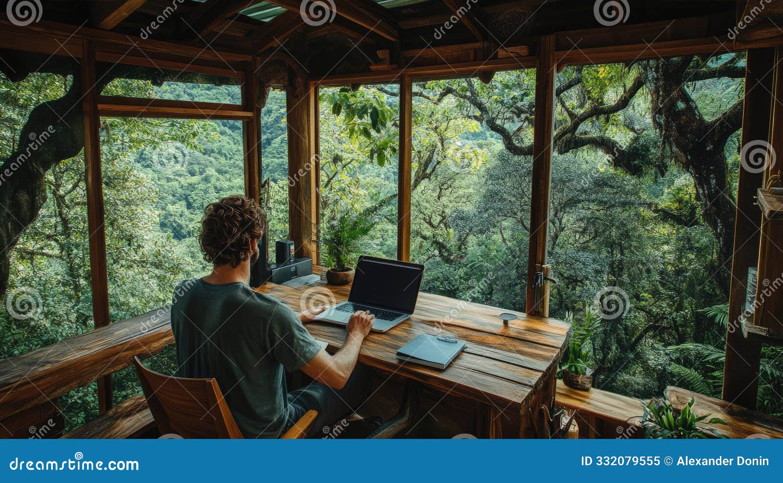 Minimalist TreeHouse Leaves Plants Logo Design Vector Illustration ...