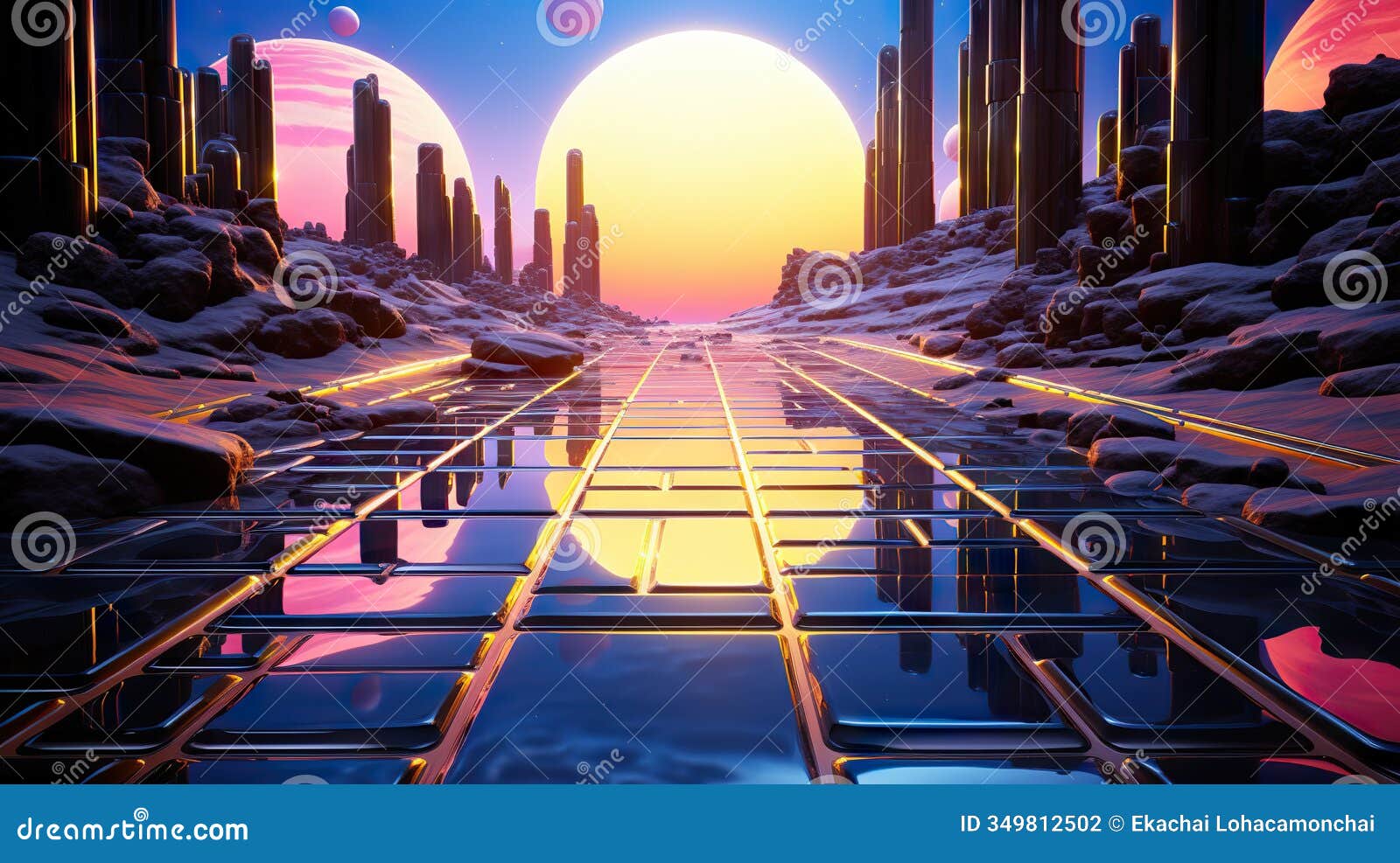 Digital Nostalgia Odyssey Retro 1990s Computer Graphics Render Sci-Fi ...