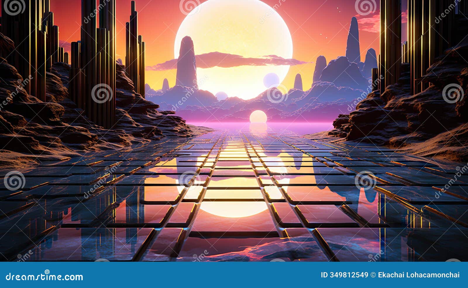 Digital Nostalgia Odyssey Retro 1990s Computer Graphics Render Sci-Fi ...