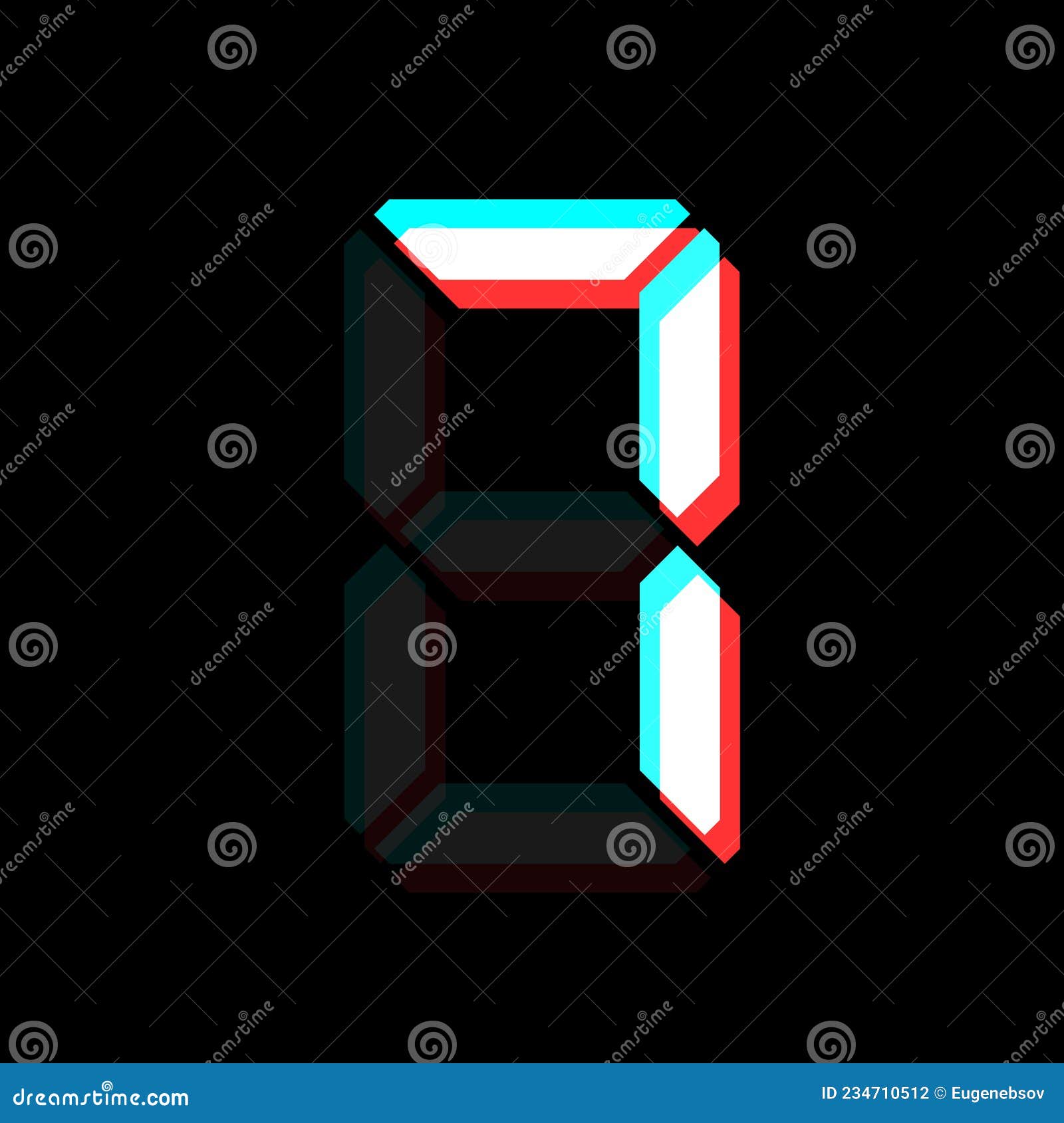 Digital Number with 3d Effect Electronic Figure of Number Seven Stock ...