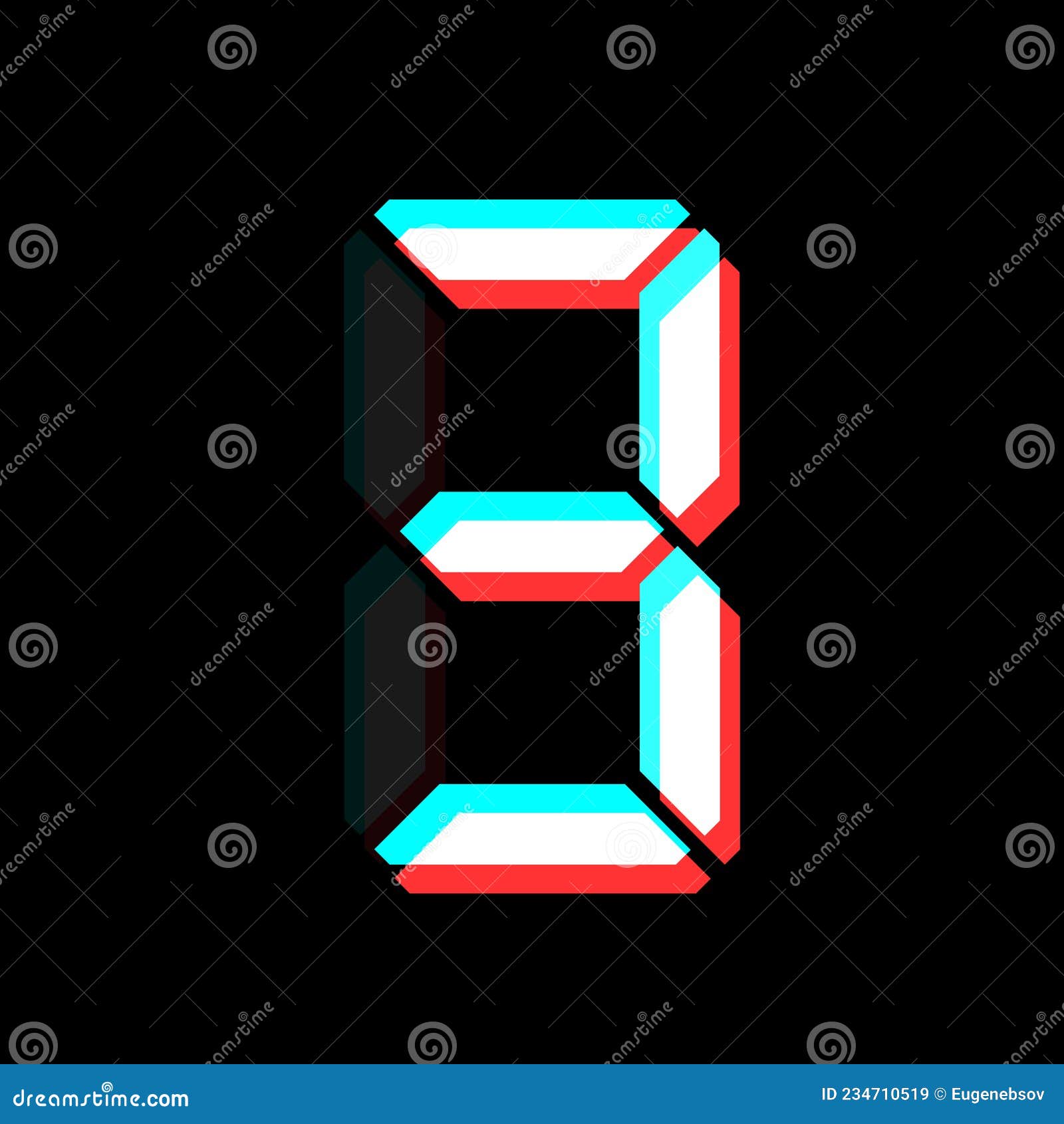 Digital Number with 3d Effect Electronic Figure of Number Three Stock ...