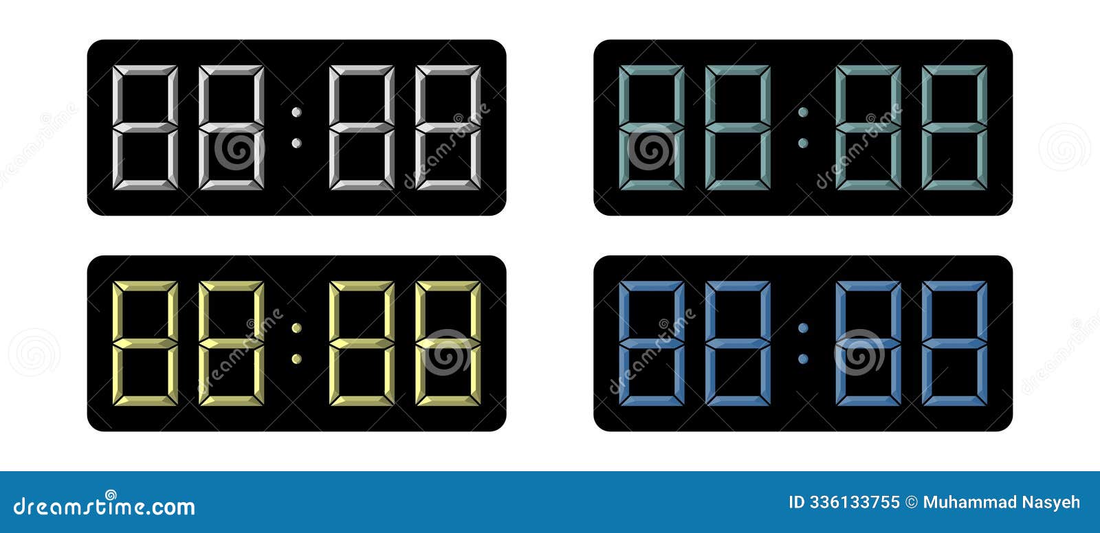 Digital Number Indicator Mockup Template. Editable Vector for Clocks ...