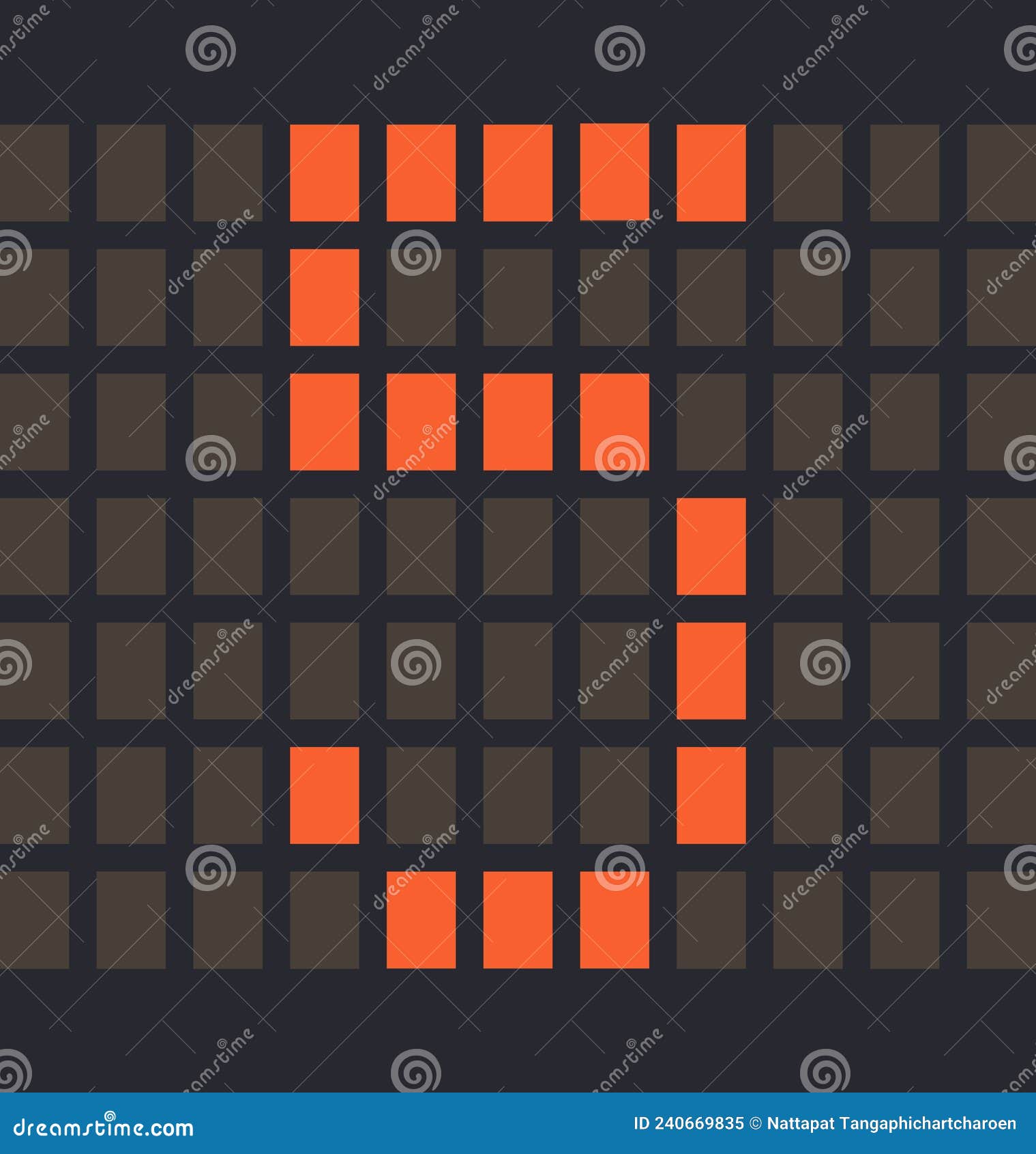 Digital Number 5, Led Orange Color and a Dark Background Stock Vector ...
