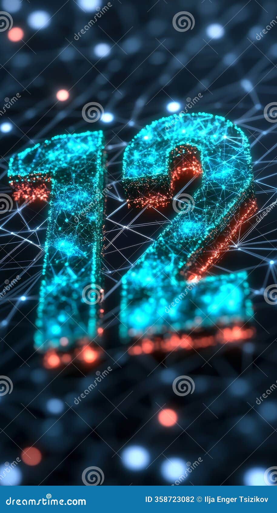 Digital Number 12, Modern Technology Number Twelve on Futuristic ...