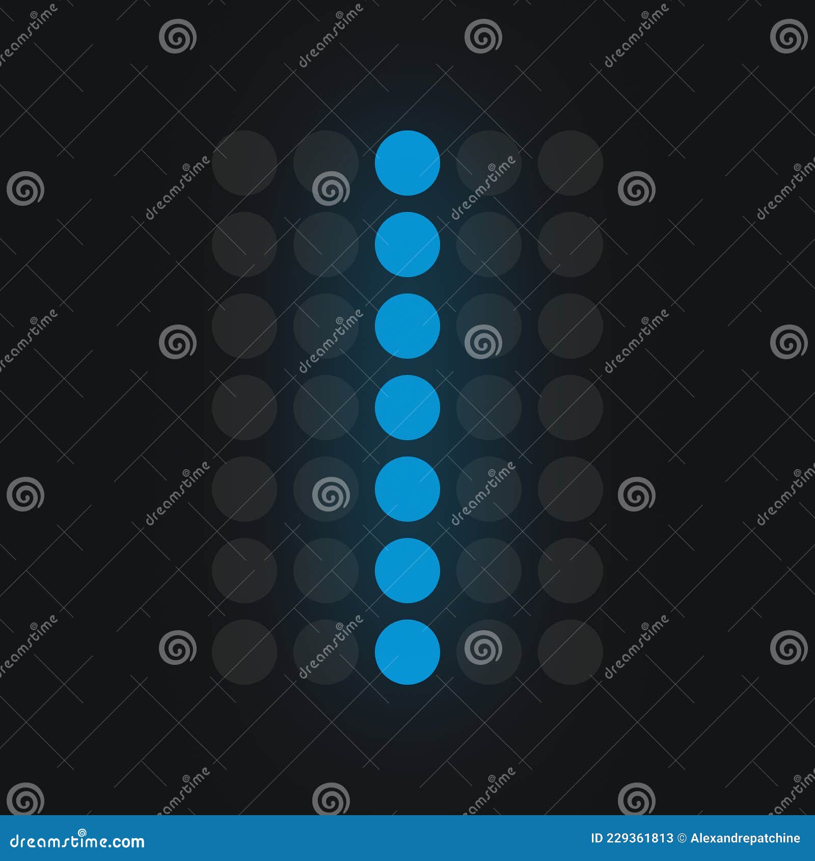 Digital Number ONE in Blue on Black Background, Lighted Leds Glowing ...