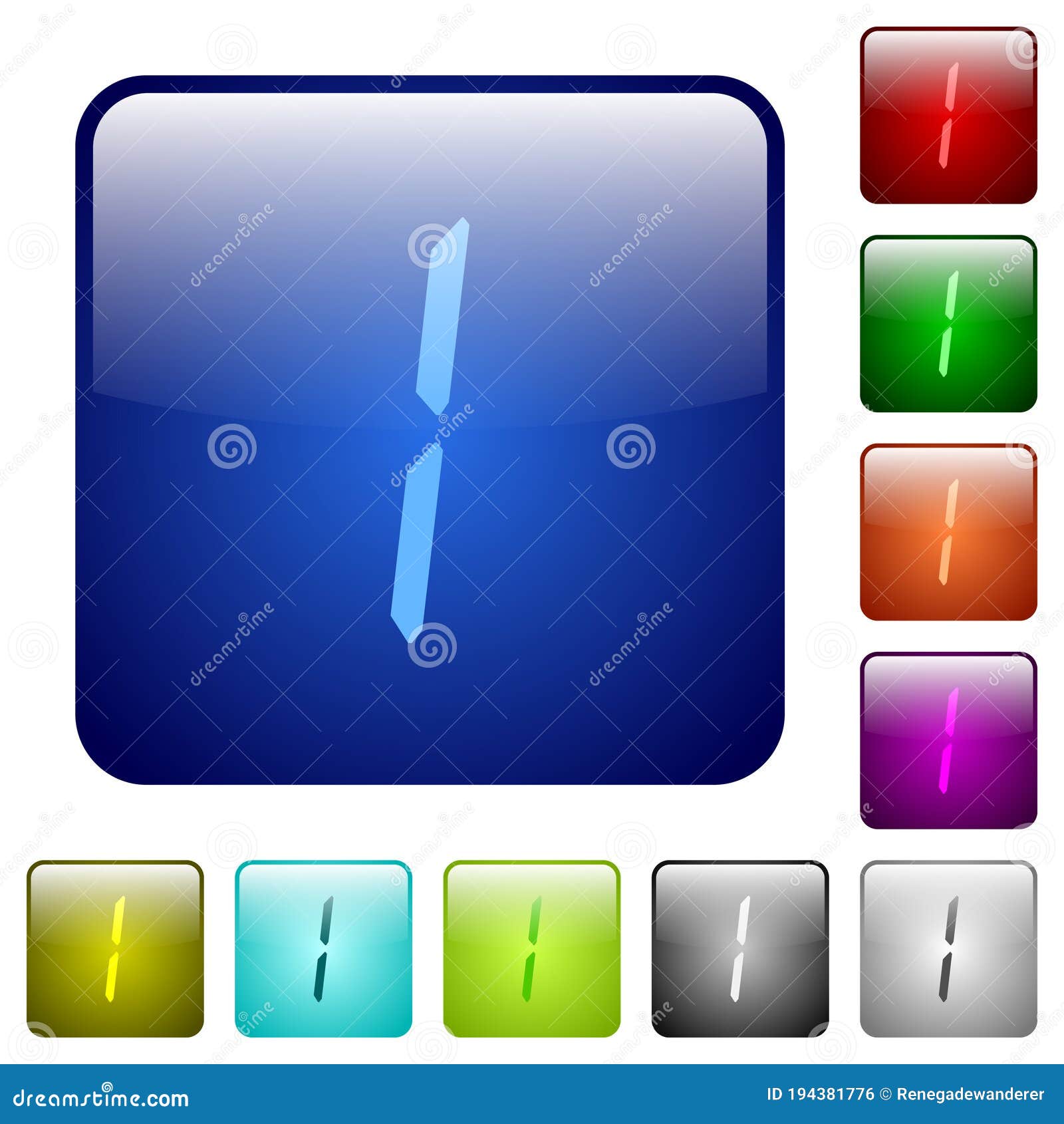 Digital Number One of Seven Segment Type Color Square Buttons Stock ...