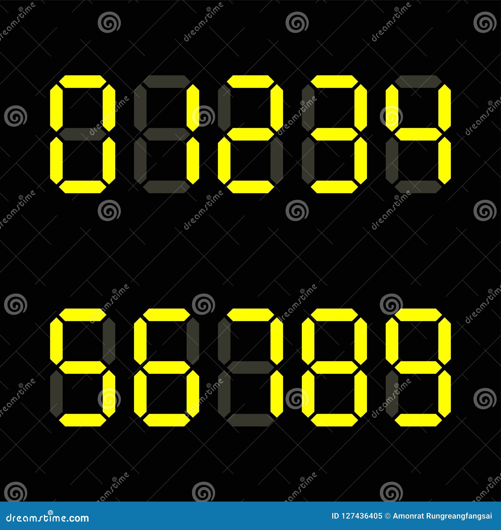 Digital Number Zero To Ten LED Display Alphabhet Flat Design Stock ...