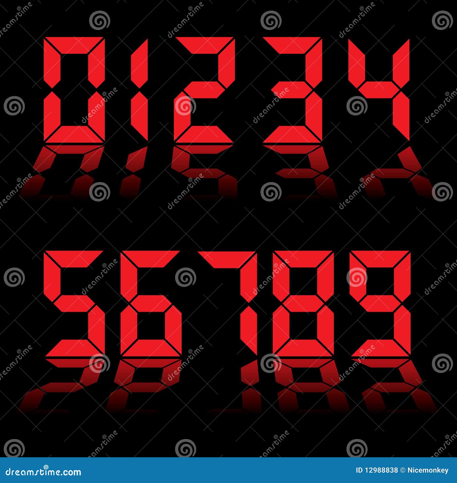 Digital numbers clock red stock vector. Illustration of icon - 12988838