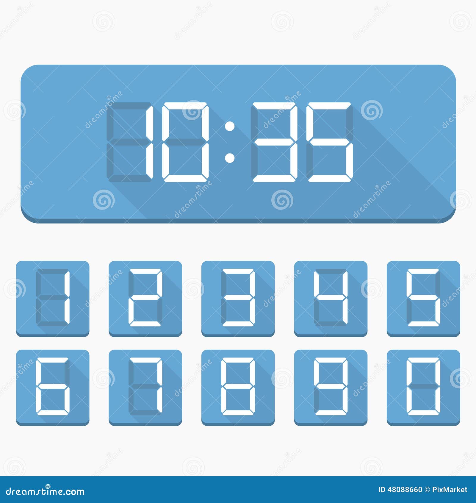 Digital Numbers and Clock stock vector. Illustration of graphic - 48088660