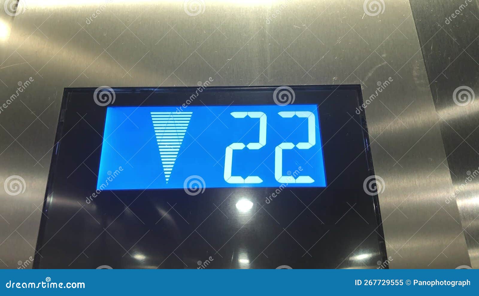 Digital Numbers of Elevators from 19 To 24, White Color on Blue ...