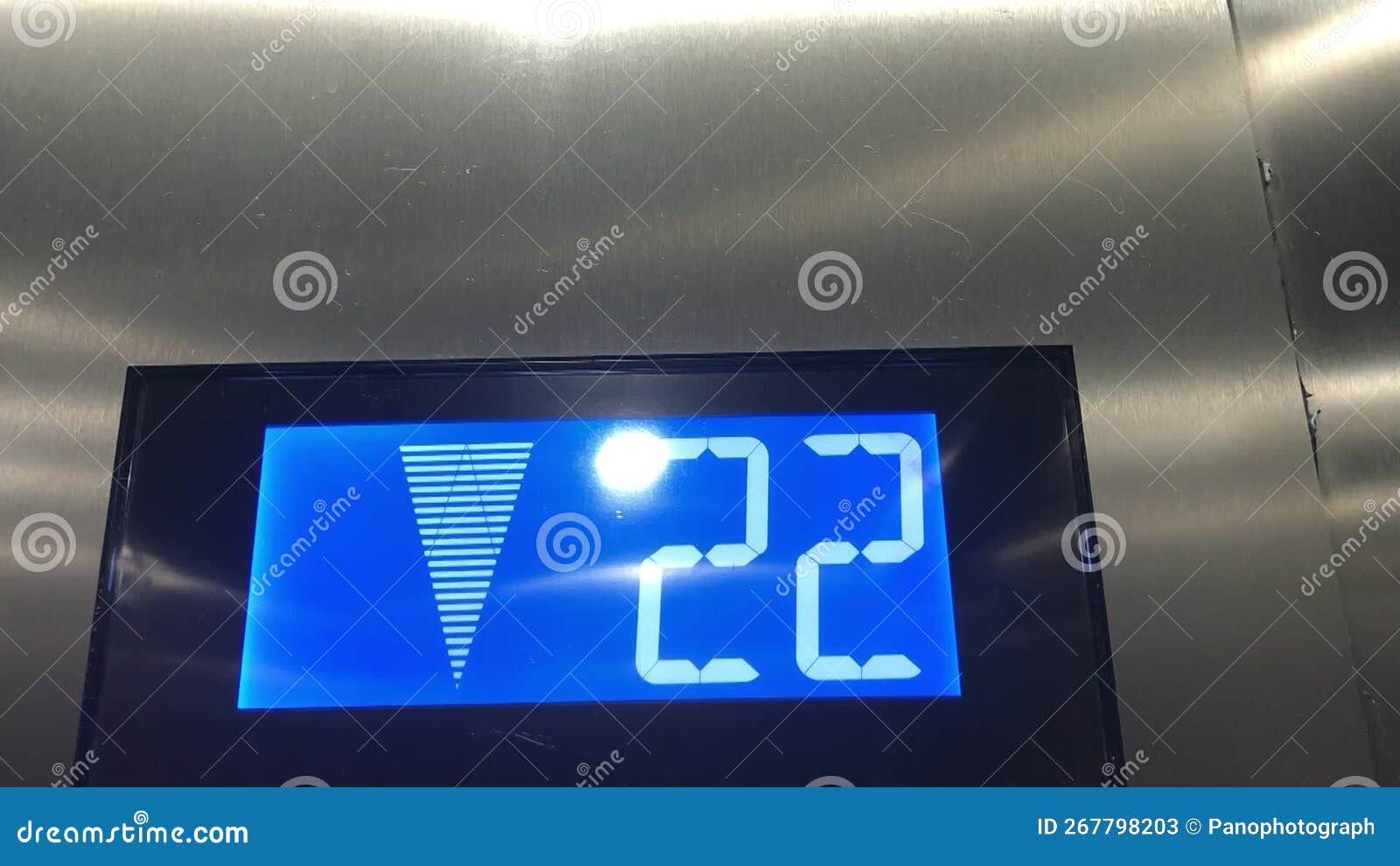 Digital Numbers of Elevators from 19 To 24, White Color on Blue ...