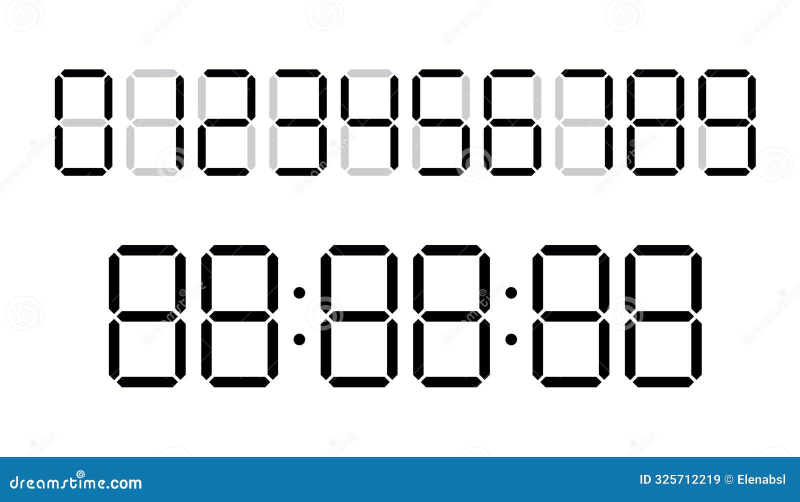 Digital Numbers Set and Timer Stock Vector - Illustration of counting ...