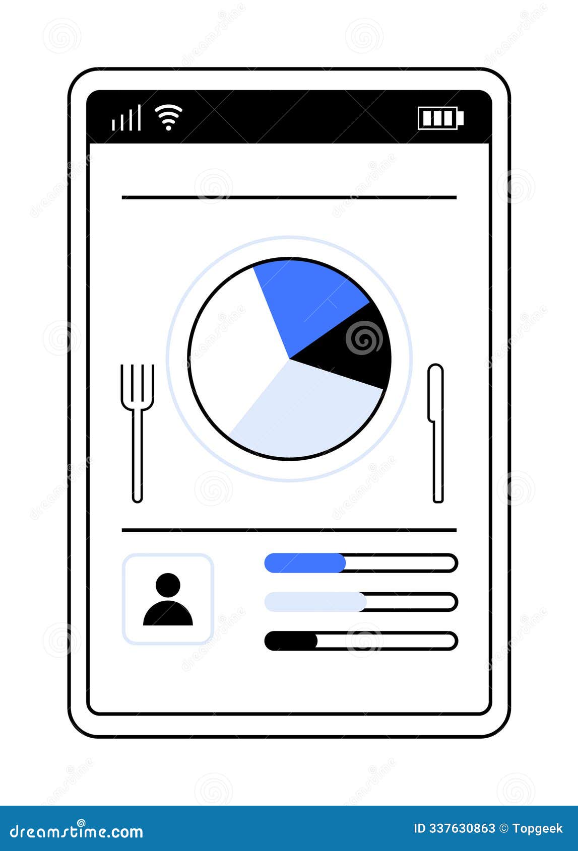 Digital Nutrition Tracker Interface with Pie Chart and User Data ...