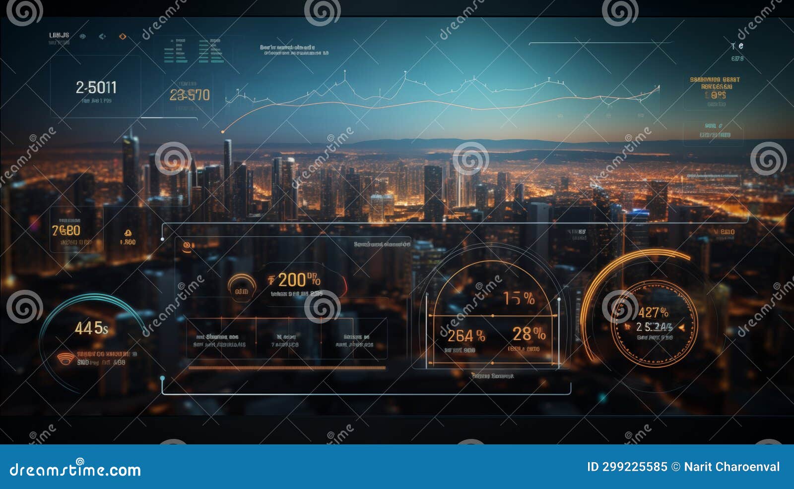 Digital Office Horizon: Hi-Tech HUD UI Interface in a Modern Workspace ...