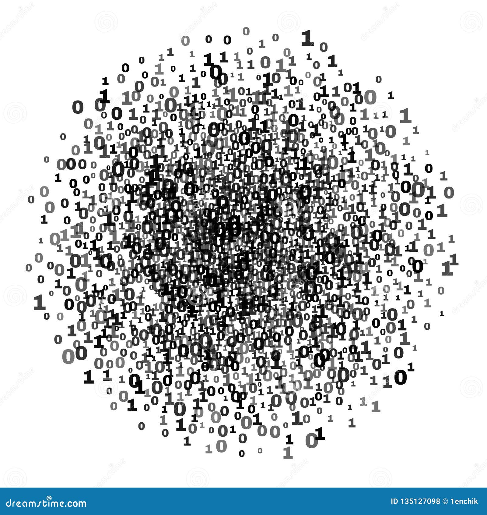 Digital One and Zero Symbols Cloud Isolated on White Background Stock ...