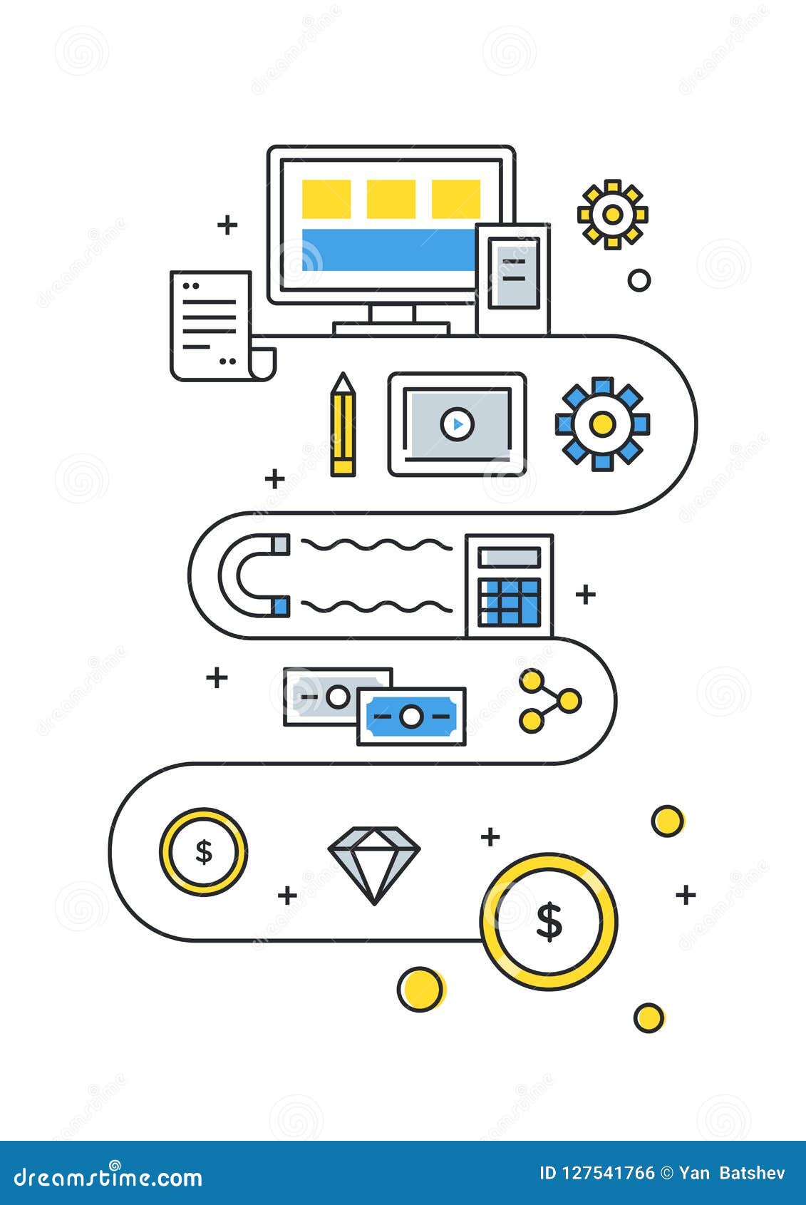 Digital Online Content Monetization Strategy Vector Illustration ...
