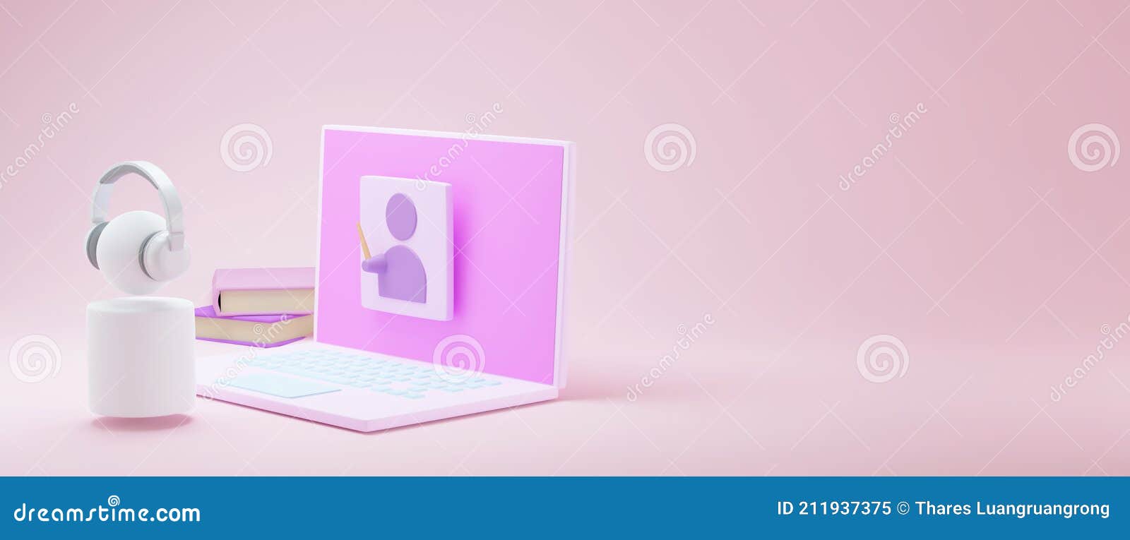 Digital Online Education. 3d of Computer Learning on Network about ...