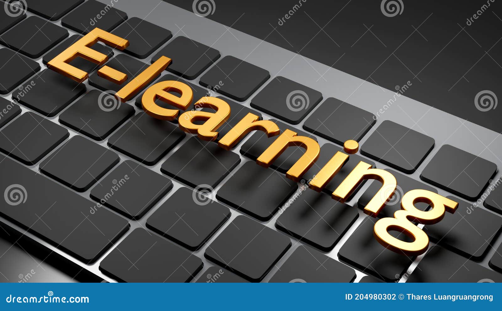 Digital Online Education. 3d Render of Computer Stock Illustration ...