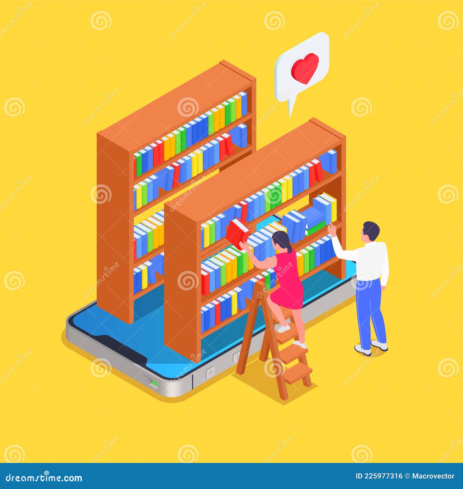 Digital Online Library Isometric and Colored Concept Stock Vector ...