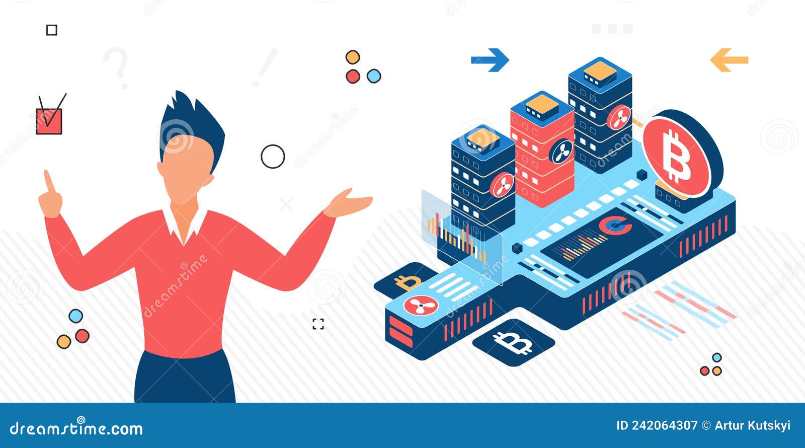 Digital Online Mining Bitcoin Cryptocurrency Factory Stock Vector ...