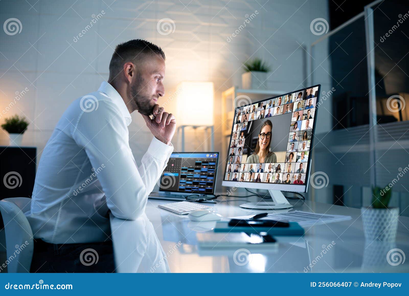 Digital Online Video Conference Webinar Stock Image - Image of chat ...