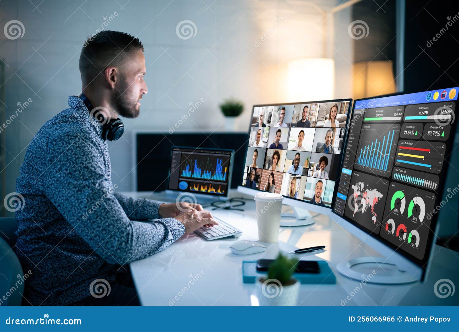 Digital Online Video Conference Webinar Stock Photo - Image of late ...