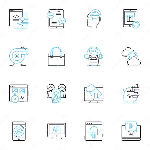 Digital Optimization Linear Icons Set. Algorithm, Analytics, Automation, Conversion, CTR ...