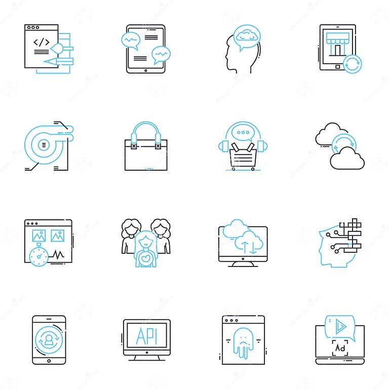 Digital Optimization Linear Icons Set. Algorithm, Analytics, Automation, Conversion, CTR ...