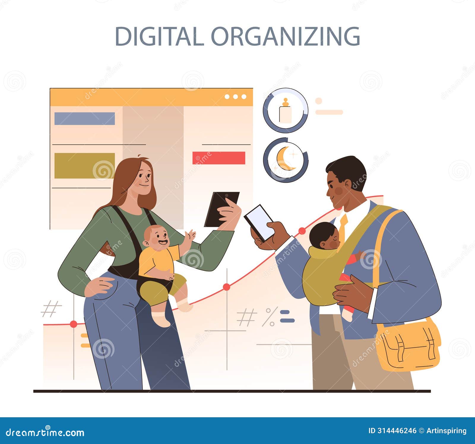 Digital Organizing Concept. Stock Vector - Illustration of digital ...