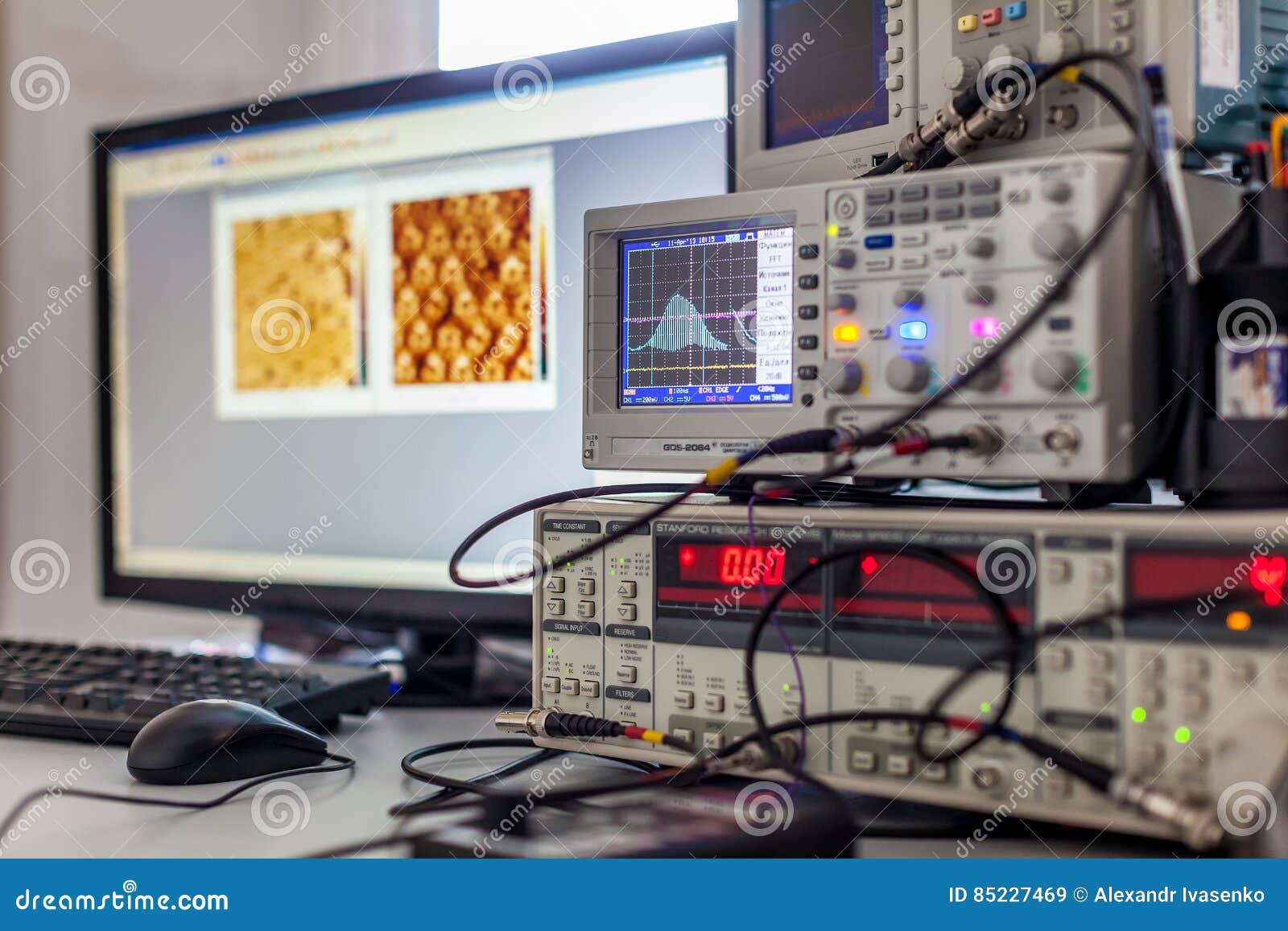 Digital Oscilloscope on Desk with Computer Editorial Stock Image ...