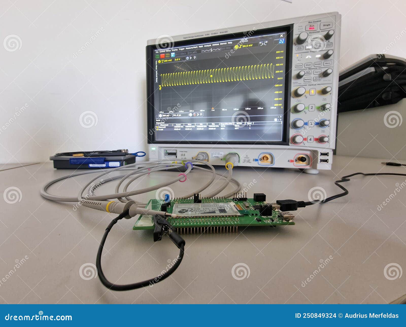 Digital Oscilloscope for Signal Analysis in Electronics Stock Photo ...