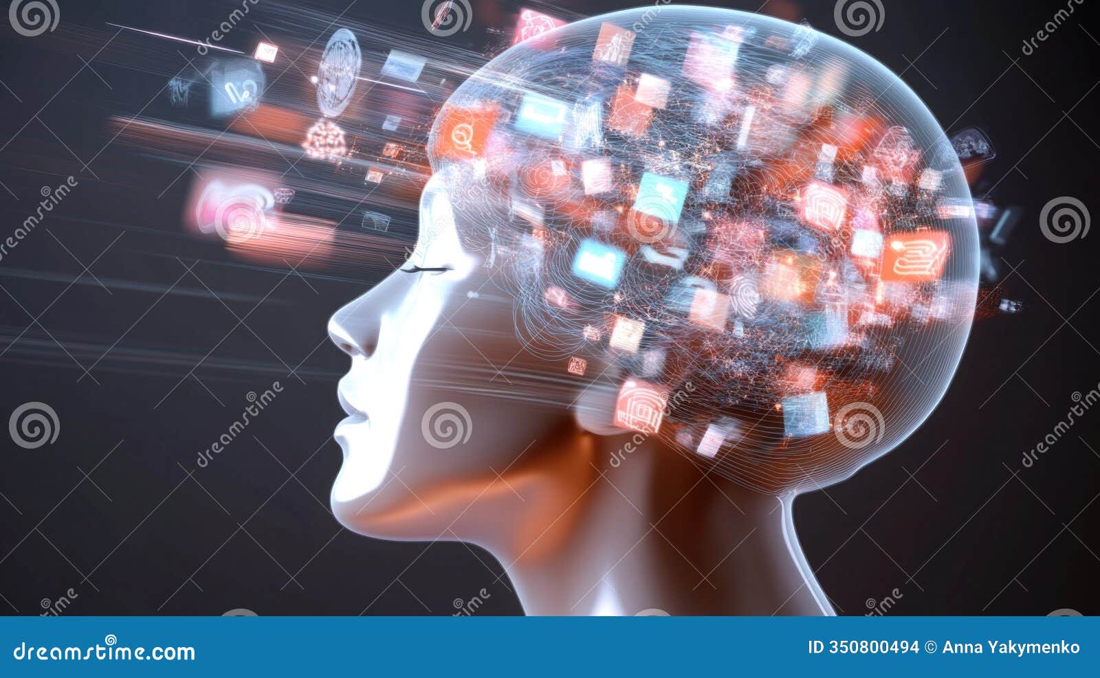 Digital Overload Concept: Futuristic Visualization of Brain Activity ...