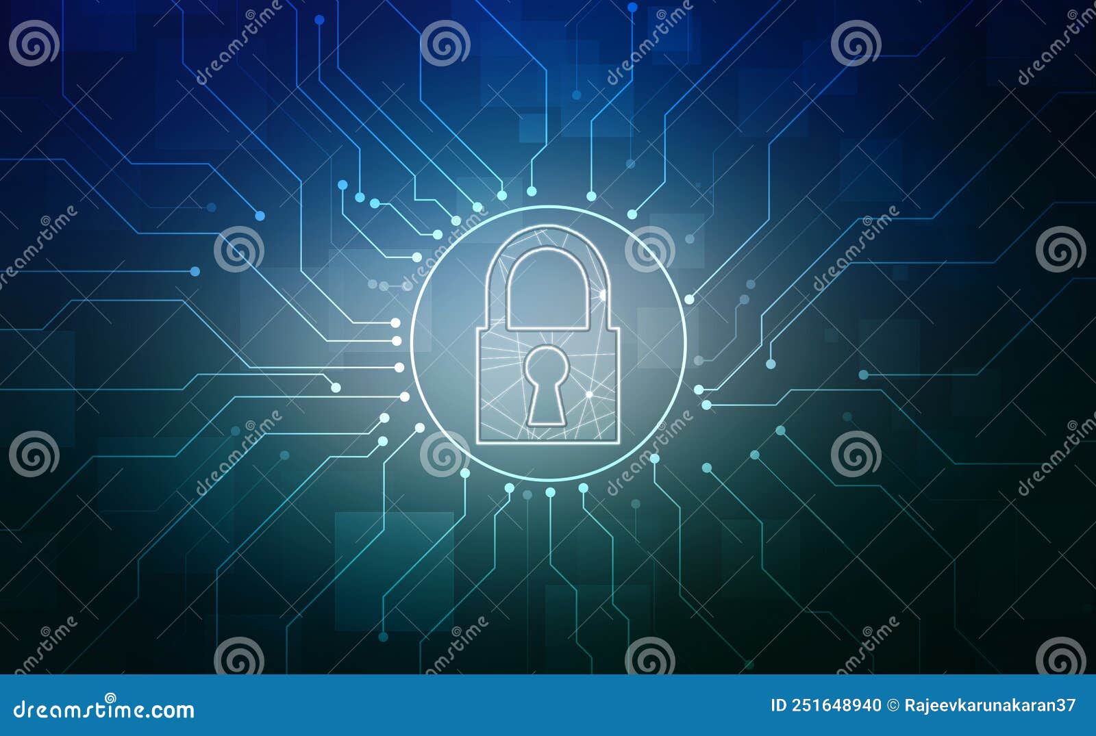 Digital Padlock on Abstract Technology Background.Protection System ...